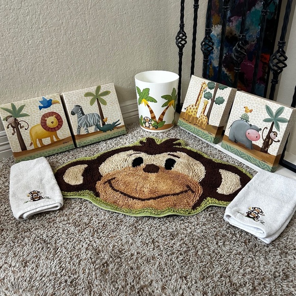 Other | Jungle Bathroom Setmonkey Lion Zebra Giraffe And Hippo | Poshmark